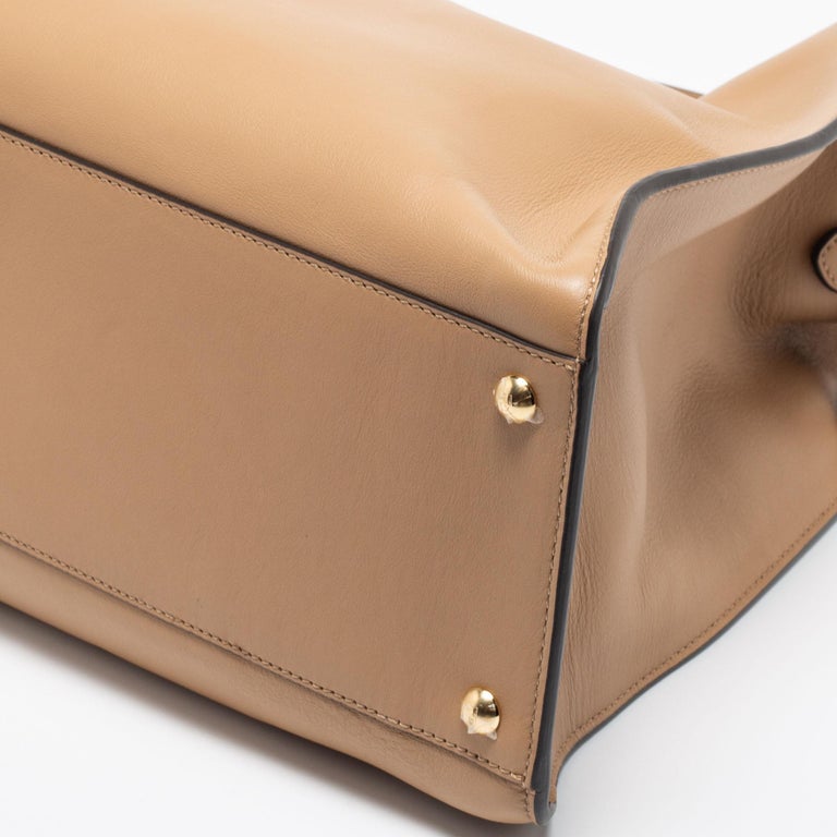 Fendi Beige Leather Large X-Lite Peekaboo Top Handle Bag For Sale at ...