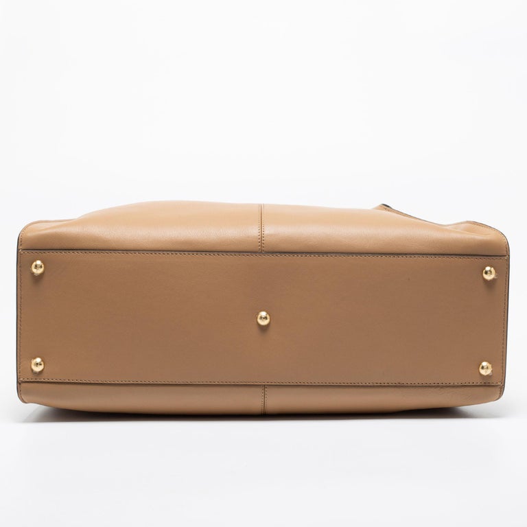 Fendi Beige Leather Large X-Lite Peekaboo Top Handle Bag For Sale at ...