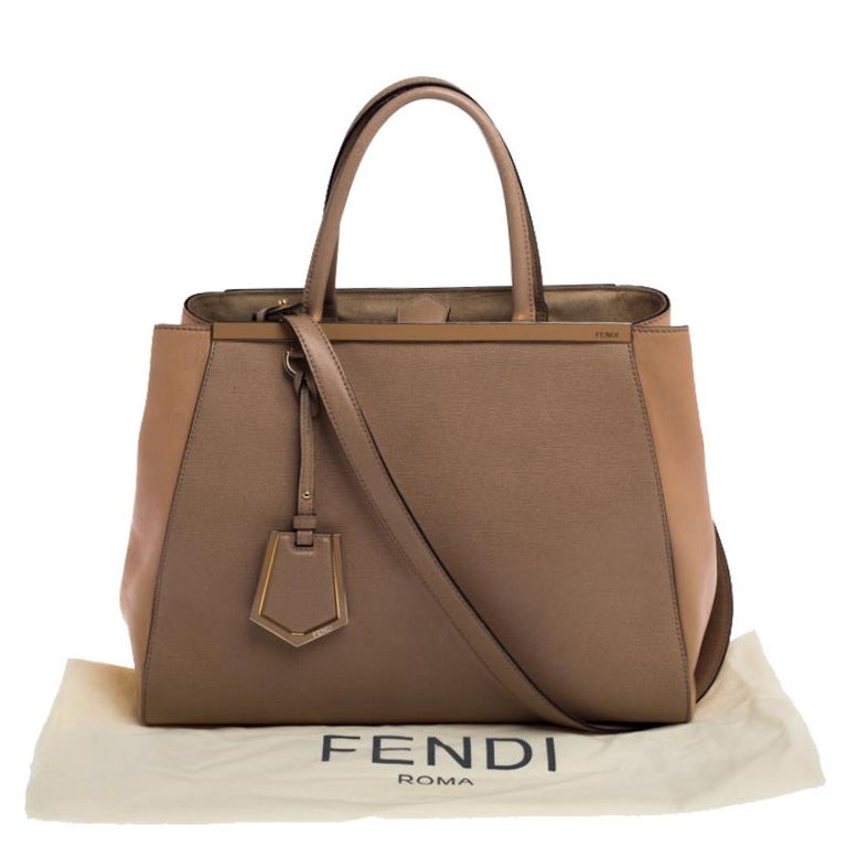 Fendi Beige Leather Medium 2Jours Tote For Sale at 1stDibs