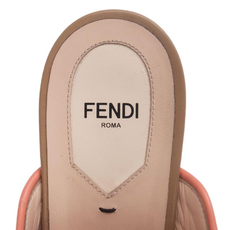FENDI beige leather Platform Mule Sandals Shoes 41 For Sale at 1stDibs