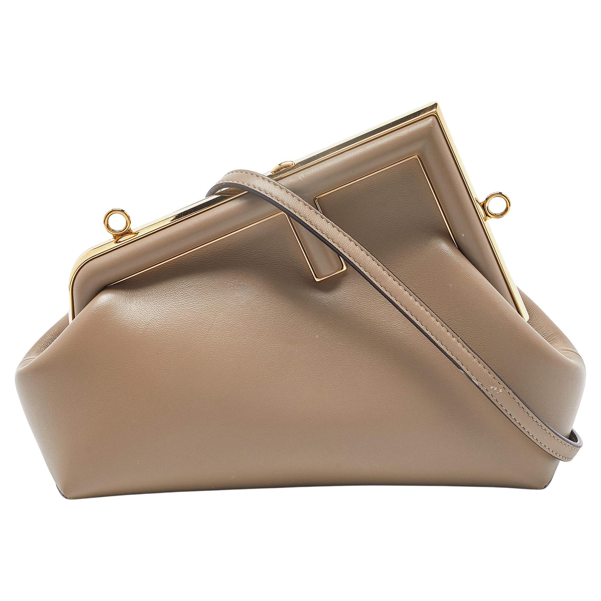 Fendi Beige Leather Small First Shoulder Bag For Sale at 1stDibs
