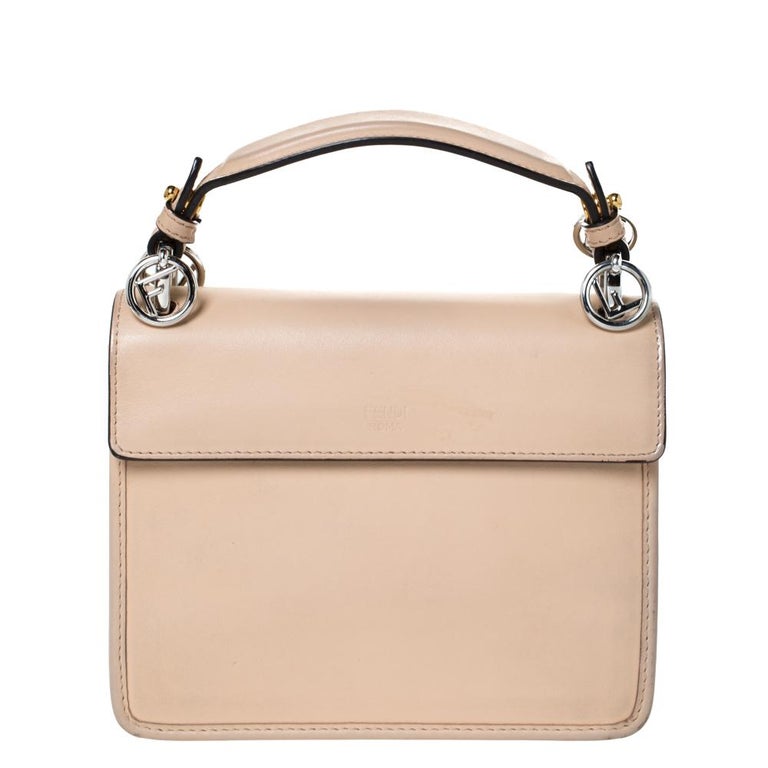 Fendi Beige Leather Small Kan I F Shoulder Bag at 1stDibs
