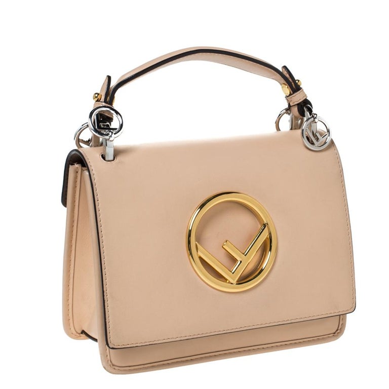 Fendi Beige Leather Small Kan I F Shoulder Bag at 1stDibs
