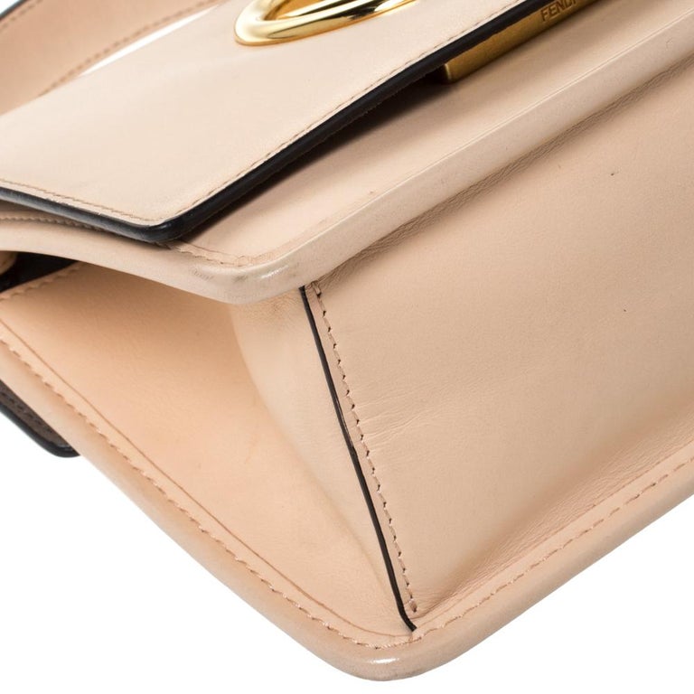 Fendi Beige Leather Small Kan I F Shoulder Bag at 1stDibs
