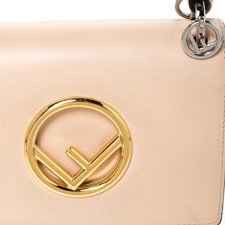 Fendi Beige Leather Small Kan I F Shoulder Bag at 1stDibs