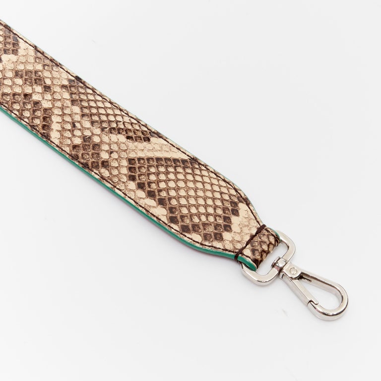 FENDI beige scaled leather red teal blue accent wide bag strap For Sale ...