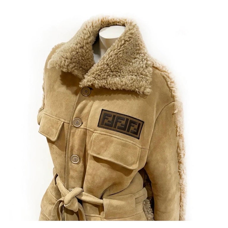 Fendi Beige Shearling Coat FW2019 For Sale at 1stDibs