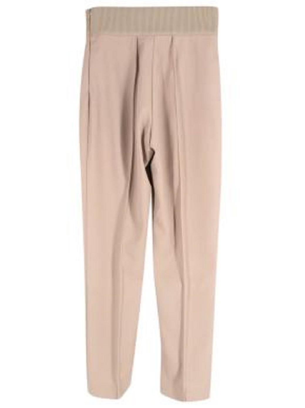Fendi Beige Straight Leg Logo Band Pants For Sale at 1stDibs