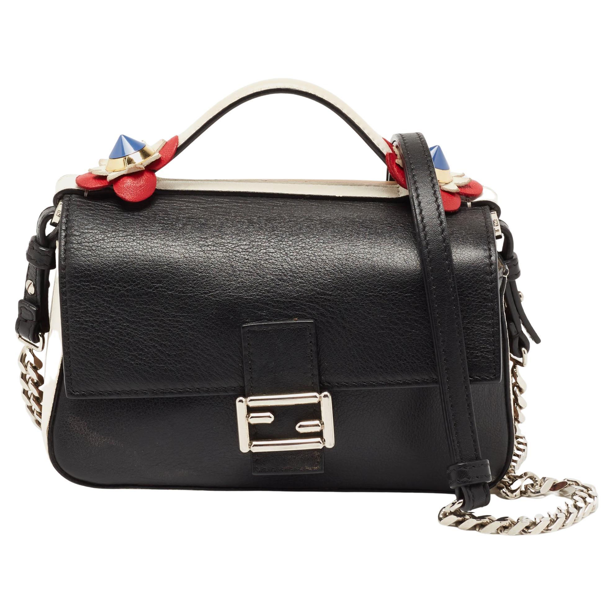 Fendi Black Leather Claudia Chain Shoulder Bag at 1stDibs