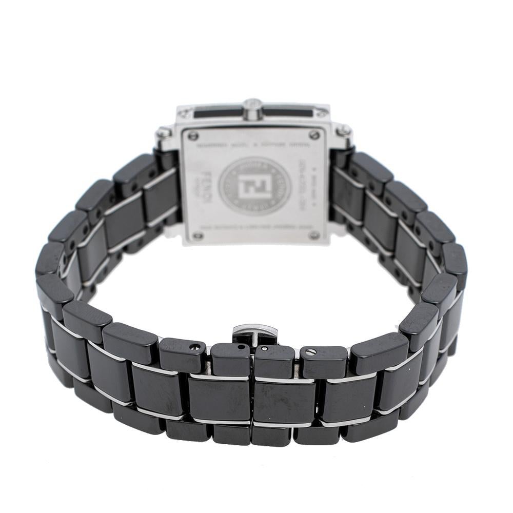Fendi Black Ceramic and Stainless Steel Quadro 6200L Women's Wristwatch ...