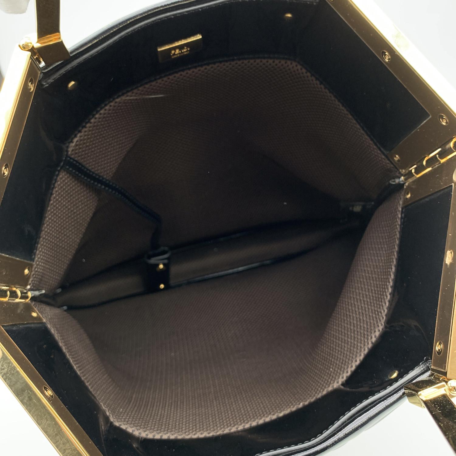 Fendi Black Embossed FF Logos Patent Leather Tote Bag Handbag For Sale ...