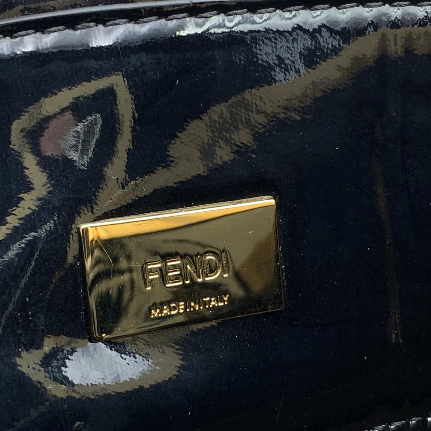 Fendi Black Embossed FF Logos Patent Leather Tote Bag Handbag For Sale ...
