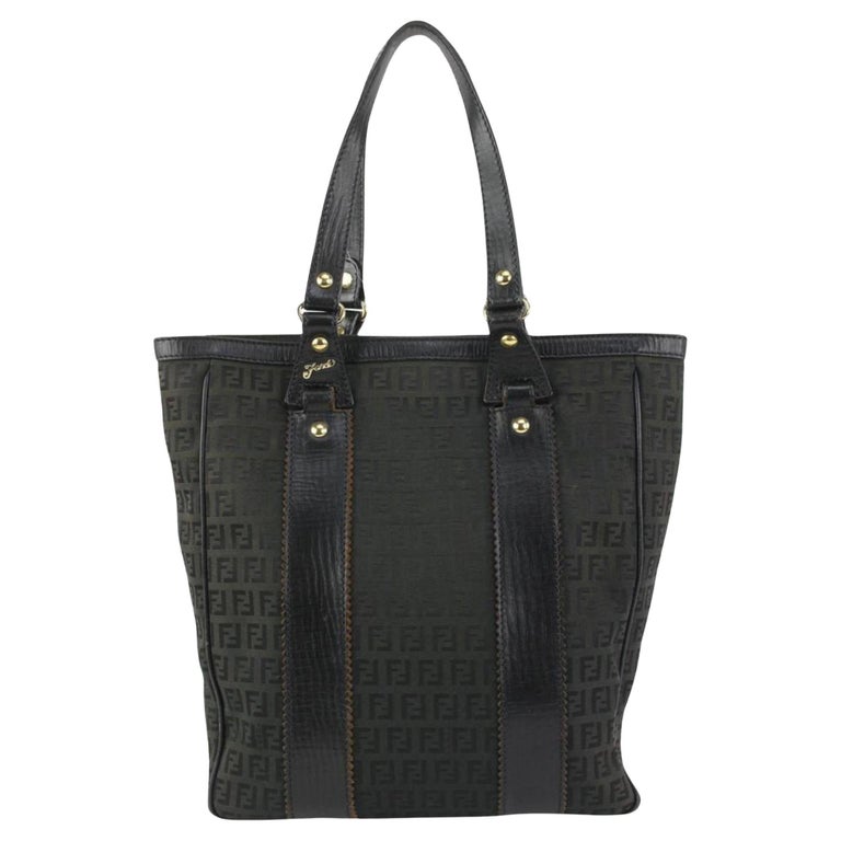 Fendi Black FF Monogram Zucca Shopper Tote 15LV1029 For Sale at 1stDibs