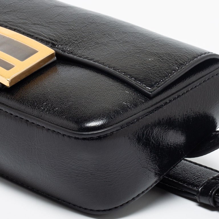 Fendi Black Glossy Leather FF Belt Bag at 1stDibs