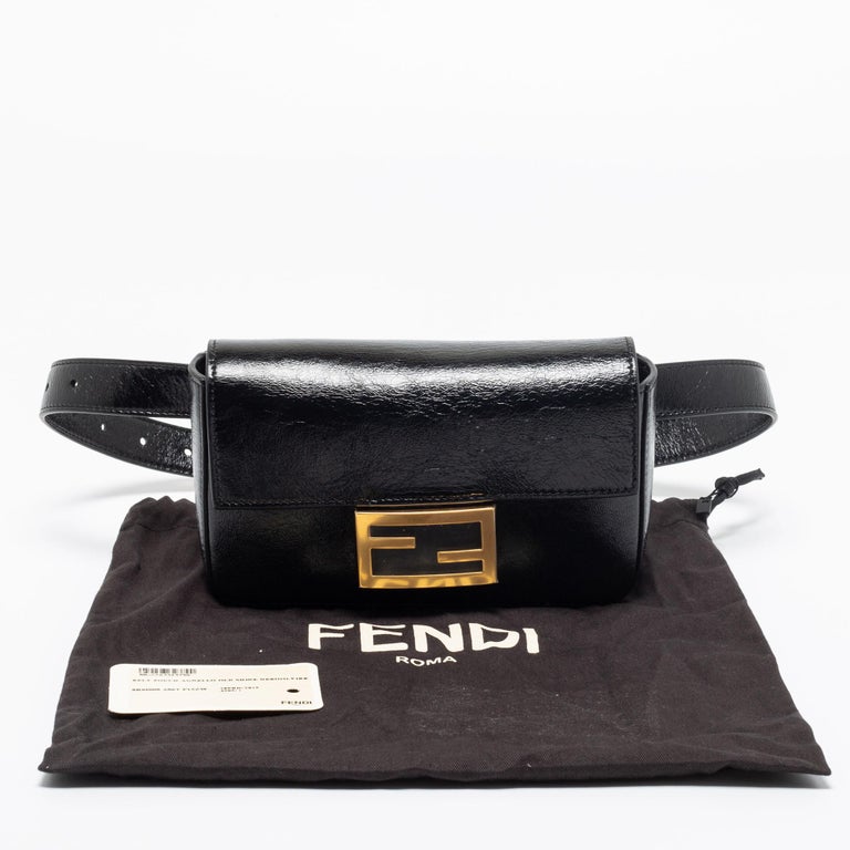 Fendi Black Glossy Leather FF Belt Bag at 1stDibs