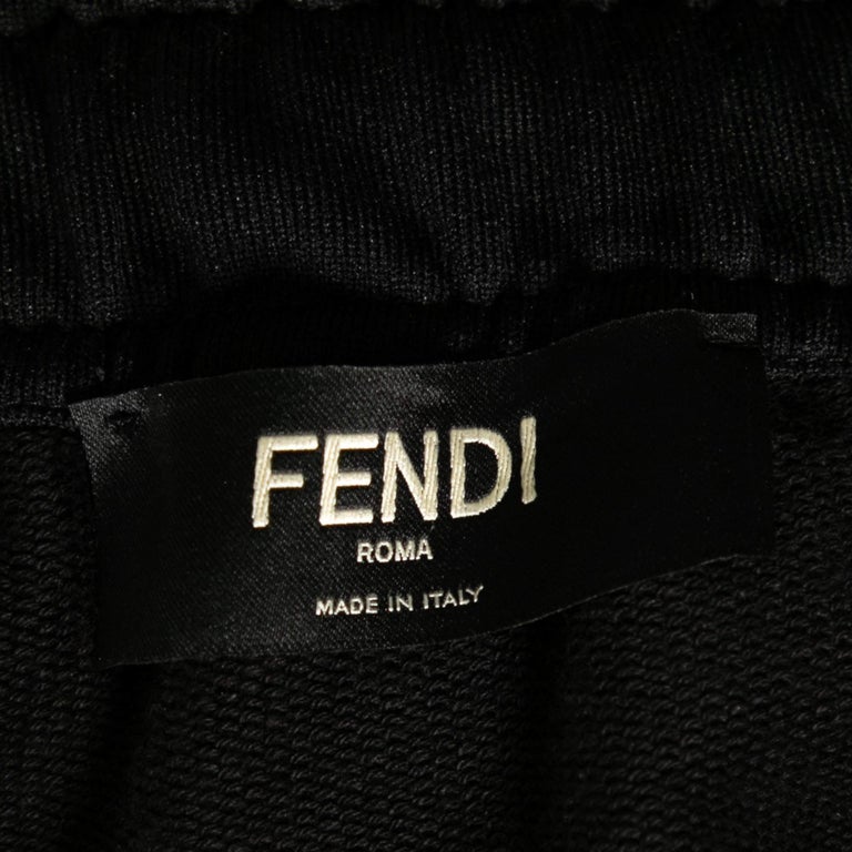 Fendi Black Jersey Logo Printed Trackpants L For Sale at 1stDibs