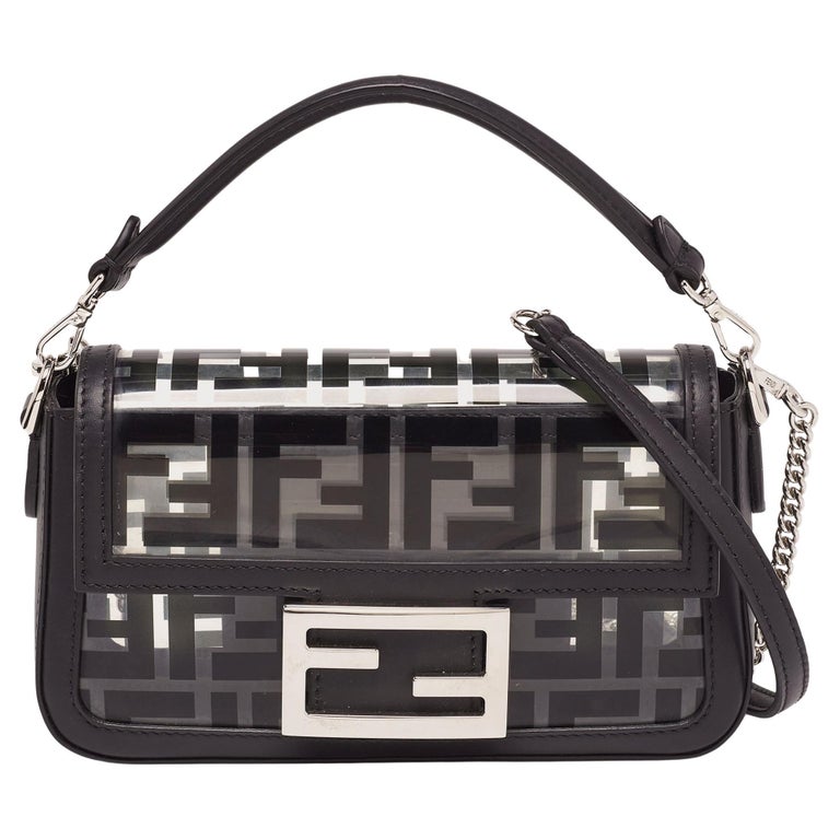 Fendi Black Leather and Zucca PVC Mini Baguette Bag at 1stDibs