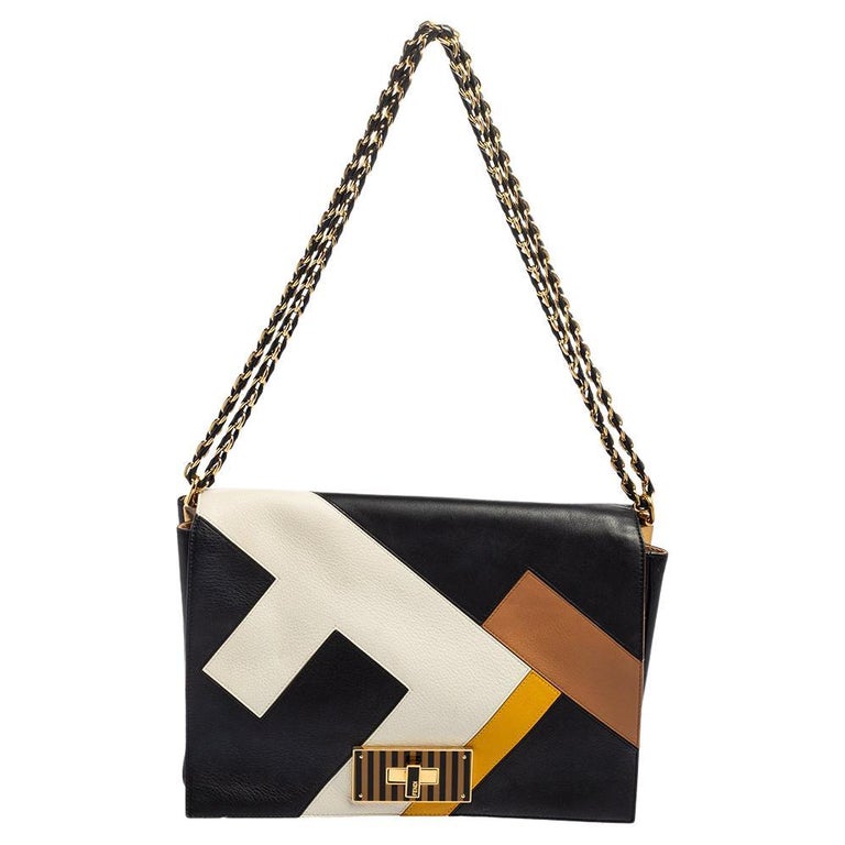 Fendi Black Leather Claudia Chain Shoulder Bag at 1stDibs