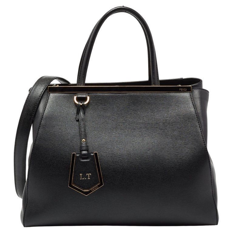 Fendi Black Leather Medium 2Jours Tote For Sale at 1stDibs