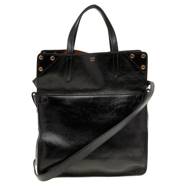 Fendi Black Leather Medium Flip Tote at 1stDibs