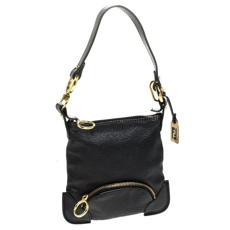 Fendi Black Leather Mini Front Pocket Bag at 1stDibs