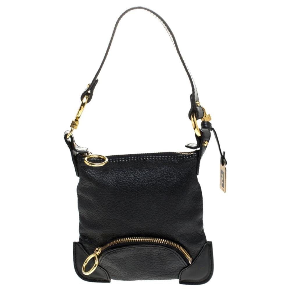Fendi Black Leather Mini Front Pocket Bag at 1stDibs | fendi bag