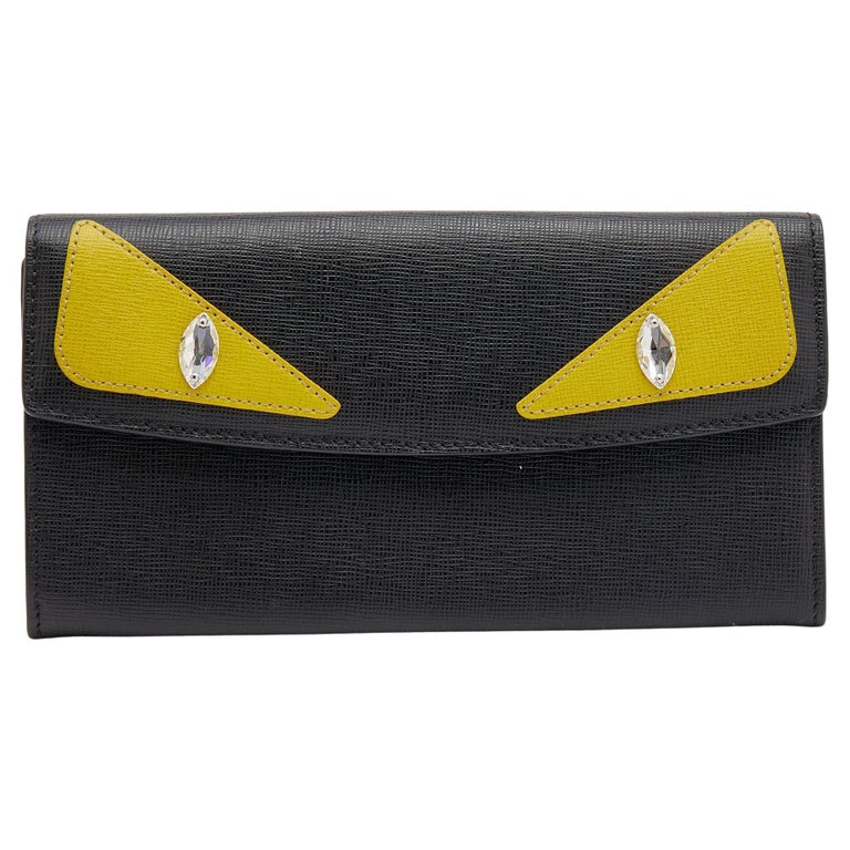 Fendi Black Leather Monster Eyes Continental Wallet For Sale at 1stDibs