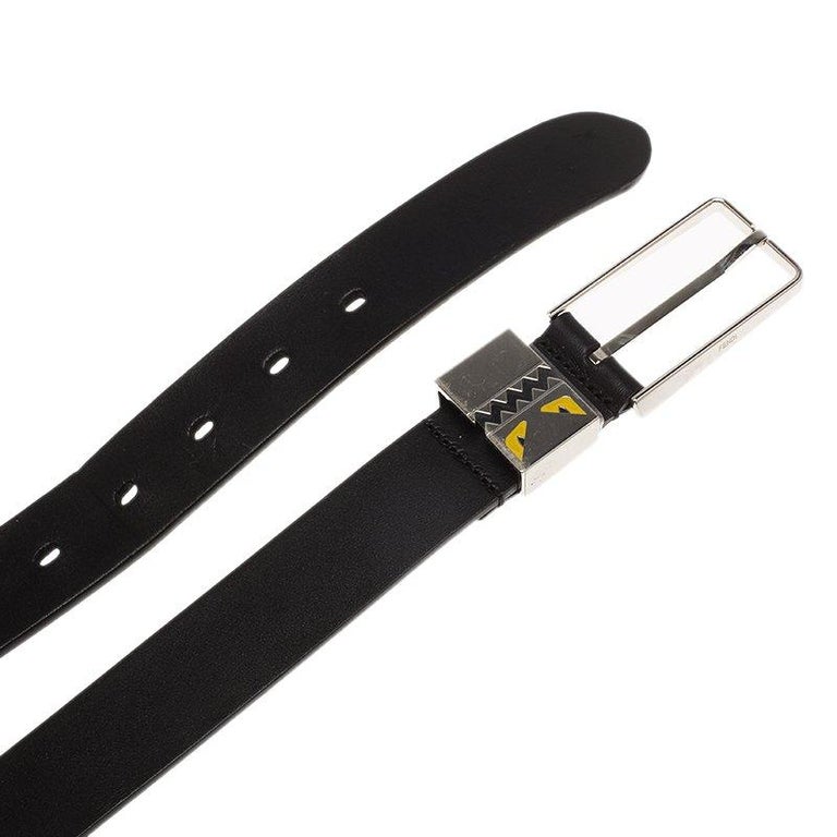 Fendi Black Leather Monster Face Buckle Belt 100 CM For Sale at 1stDibs ...