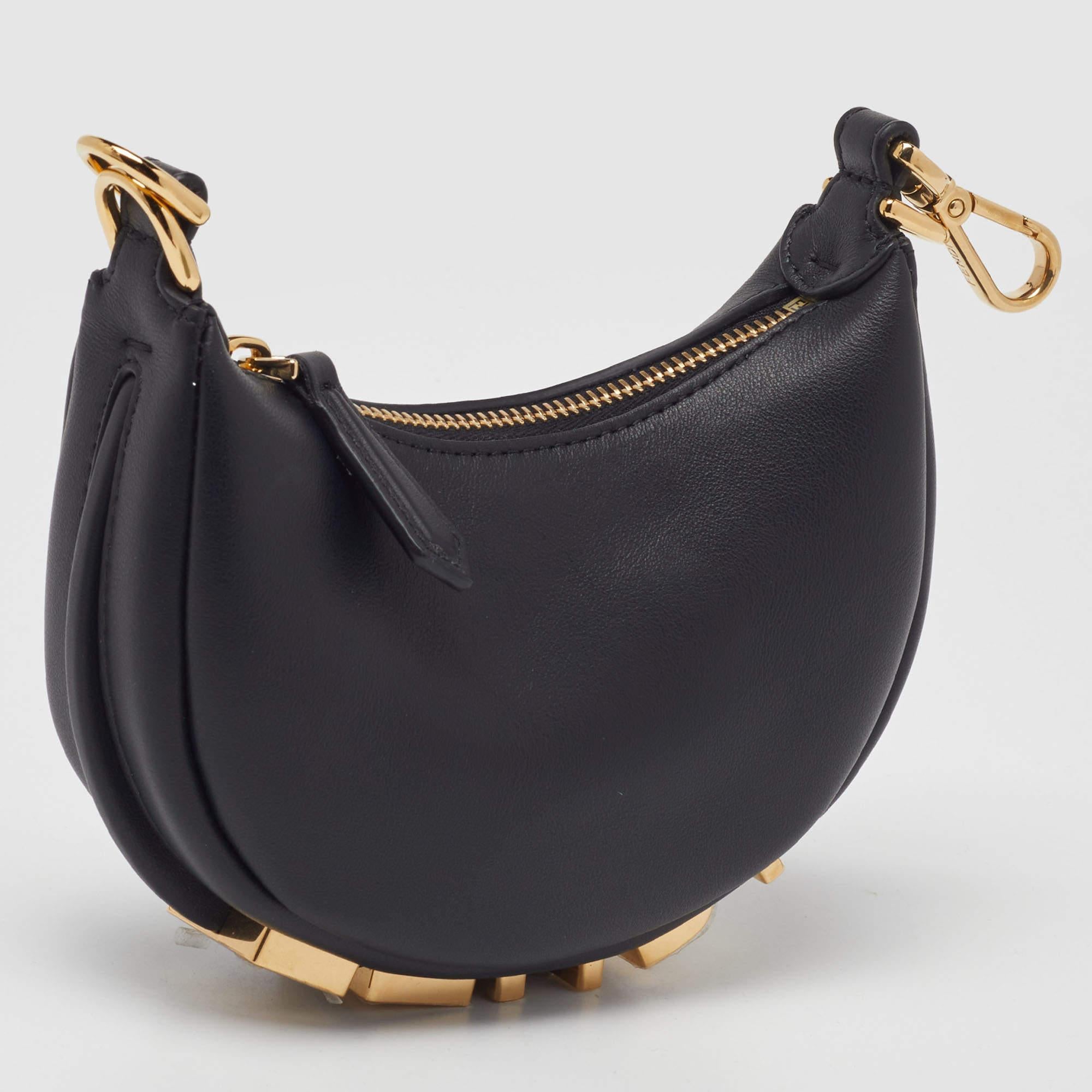 Fendi Black Leather Nano Fendigraphy Hobo For Sale at 1stDibs