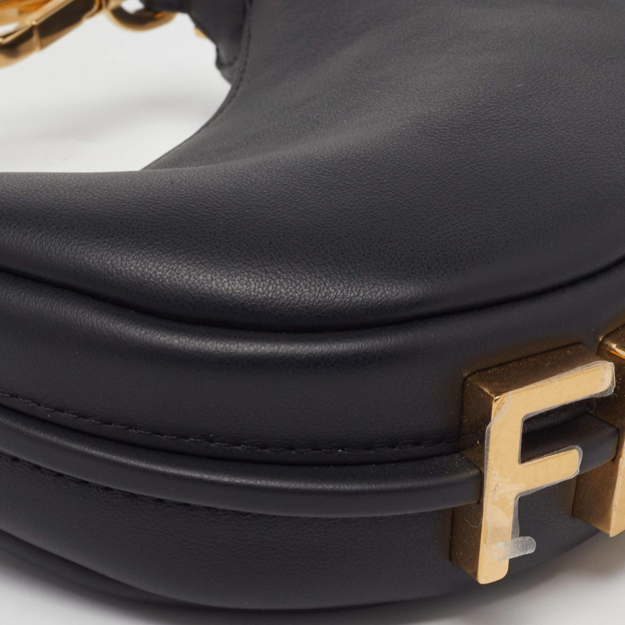 Fendi Black Leather Nano Fendigraphy Hobo For Sale at 1stDibs