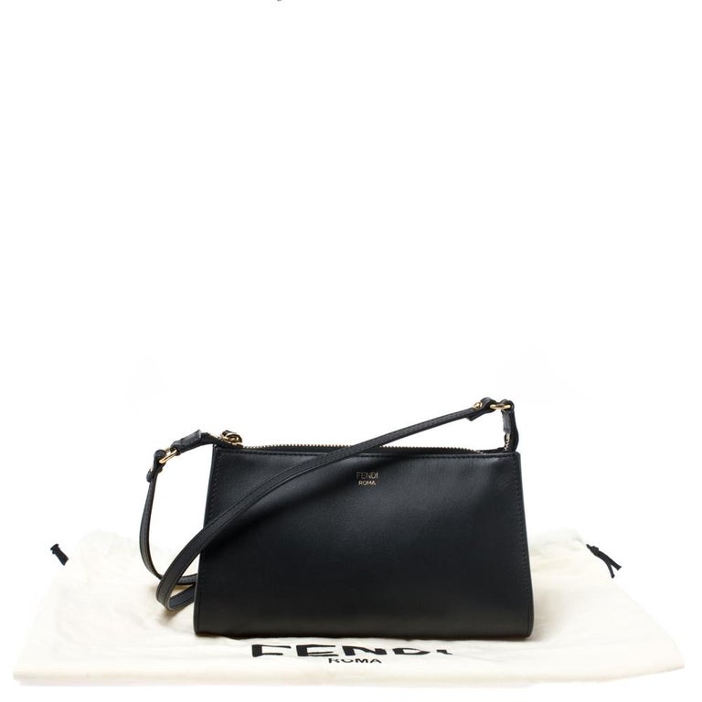 Fendi Black Leather Pochette Crossbody Bag For Sale at 1stDibs