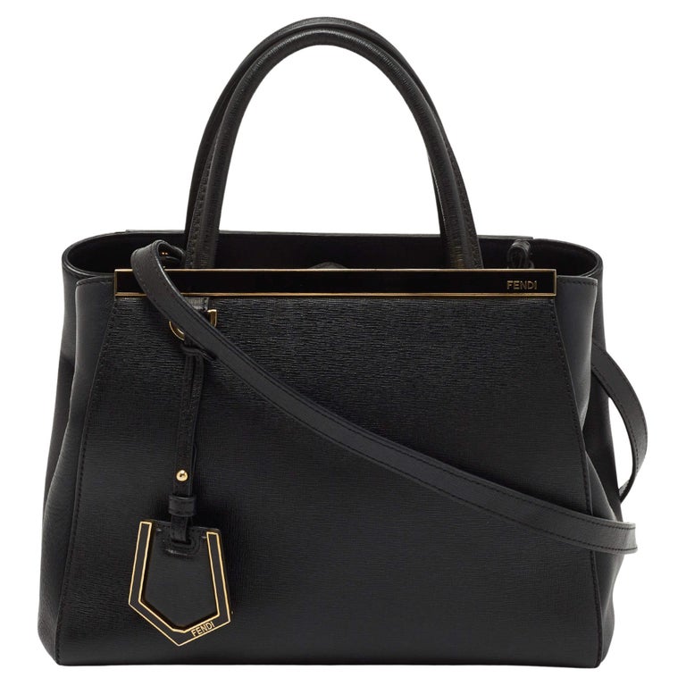 Fendi Black Leather Small 2Jours Tote For Sale at 1stDibs