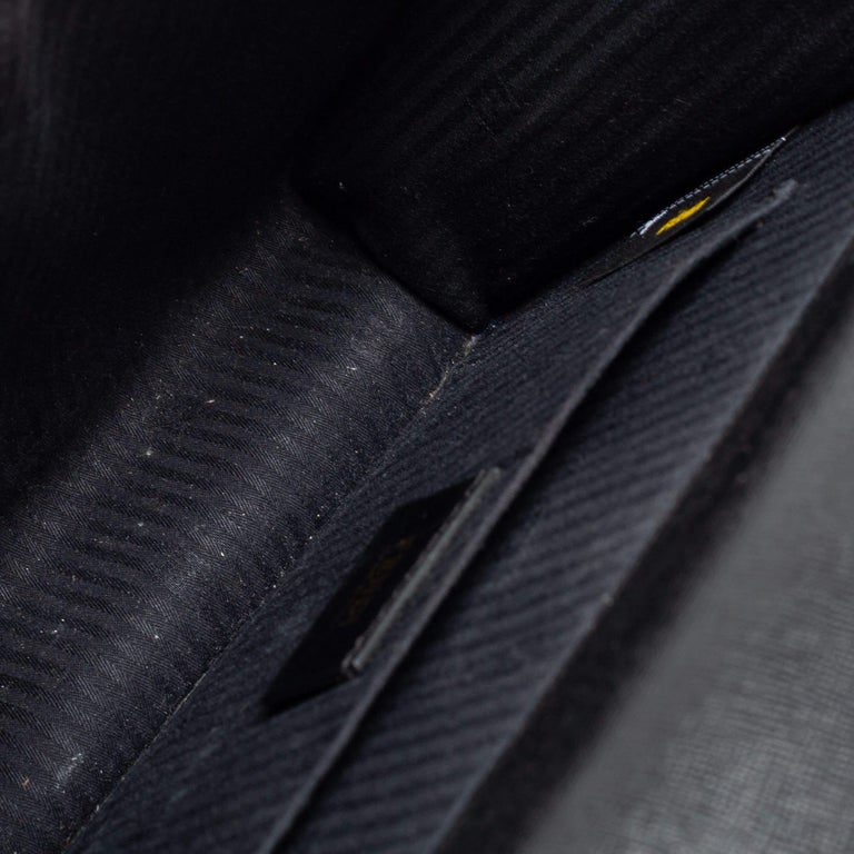 Fendi Black Leather Small Demi Jour Top Handle Bag For Sale at 1stDibs