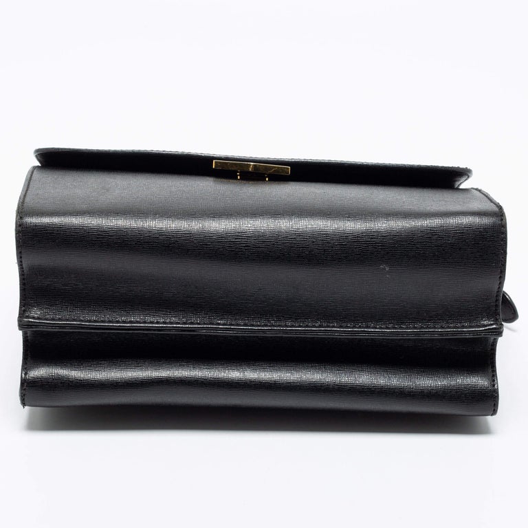 Fendi Black Leather Small Demi Jour Top Handle Bag For Sale at 1stDibs