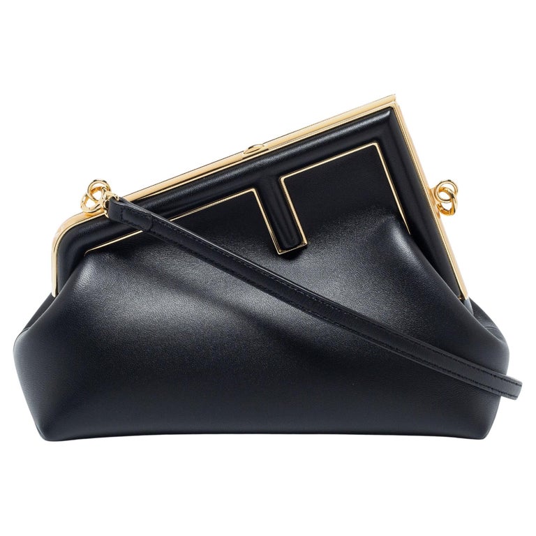 Fendi Black Leather Small Fendi First Shoulder Bag at 1stDibs