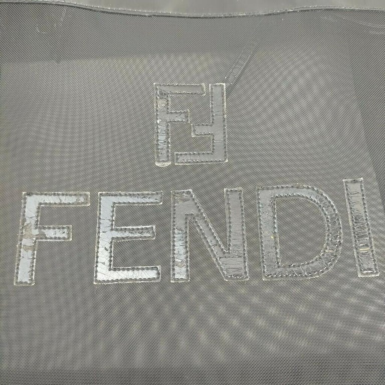 Fendi Black Mesh FF Logo Shopper Tote Bag 863431 at 1stDibs