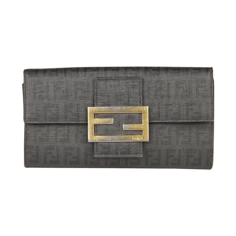 Fendi Black Monogram Canvas and Leather WALLET Coin Purse For Sale at ...