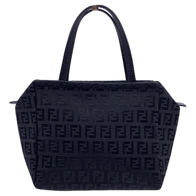 Fendi Black Monogram Canvas Small Duffle Bag Handbag For Sale at 1stDibs