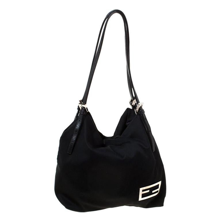 Fendi Black Neoprene Fabric Tote For Sale at 1stDibs