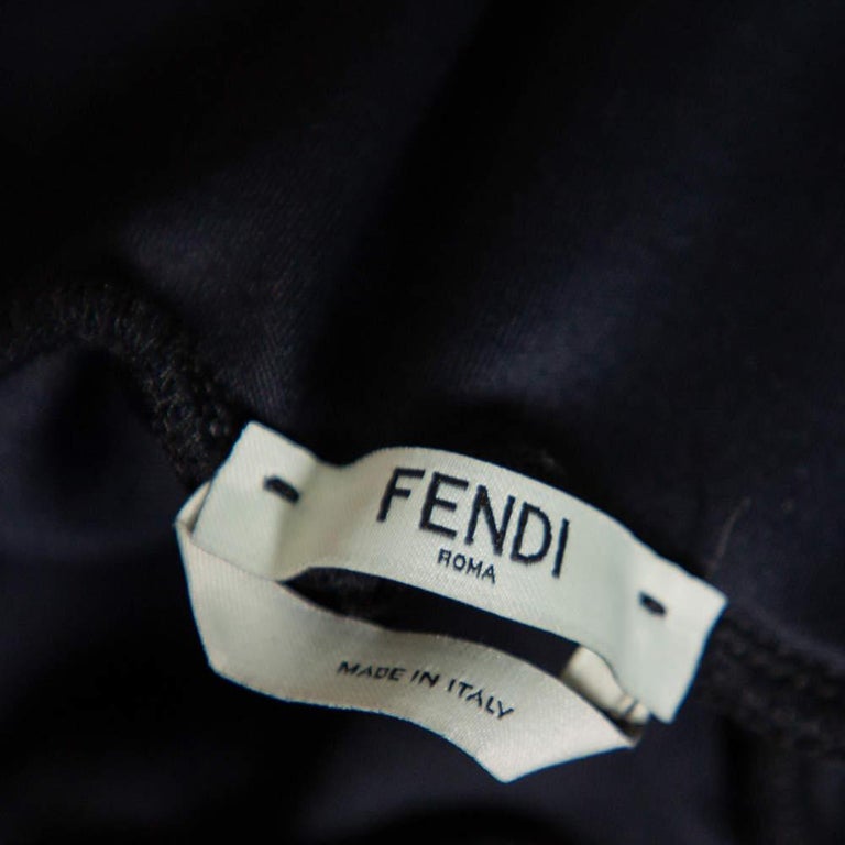 Fendi Black Neoprene Logo Print Track Pants M For Sale at 1stDibs