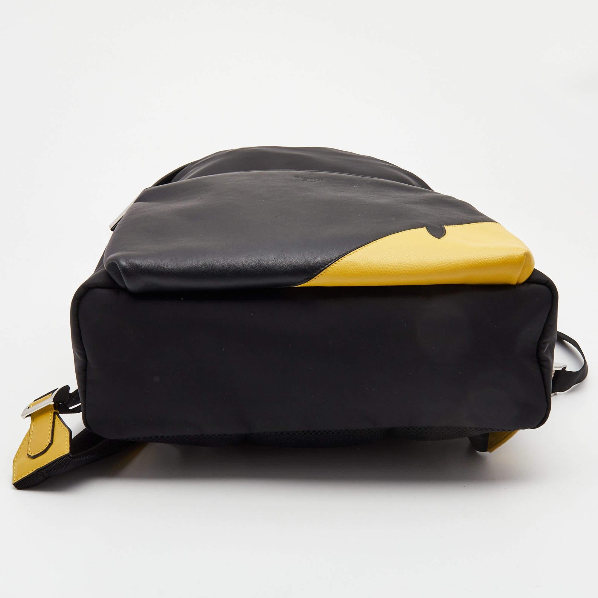 Fendi Black Nylon and Leather Mono Eye Bug Backpack For Sale at 1stDibs