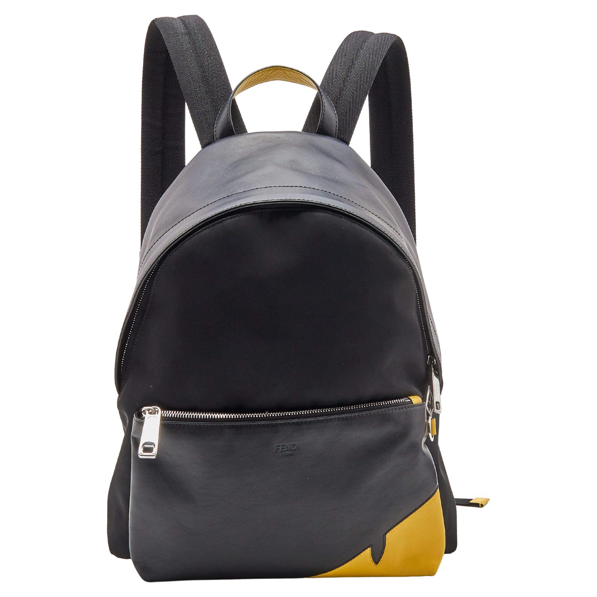 Fendi Black Nylon and Leather Mono Eye Bug Backpack For Sale at 1stDibs