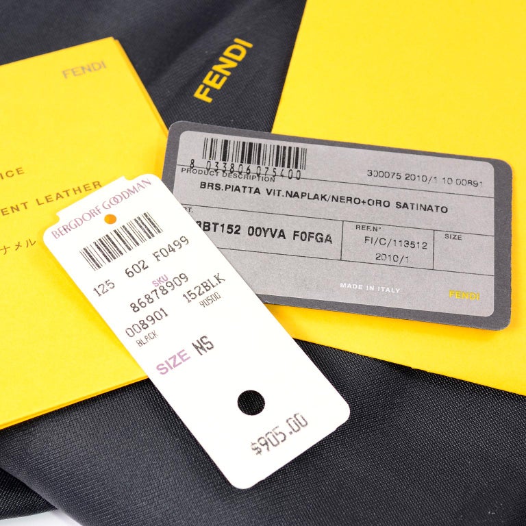 Fendi Black Patent Leather Handbag W Dust Bag Original Tag and ...