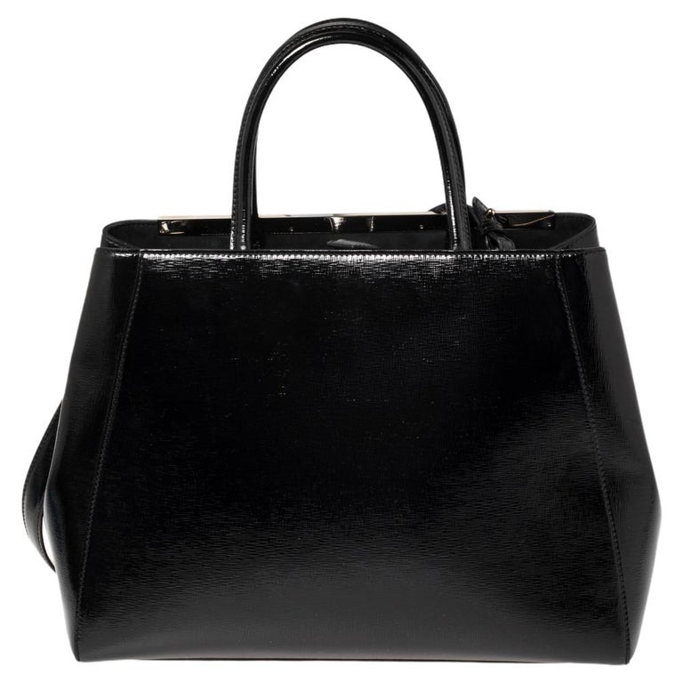 Fendi Black Patent Leather Medium 2jours Tote For Sale at 1stDibs