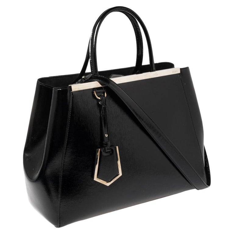 Fendi Black Patent Leather Medium 2jours Tote For Sale at 1stDibs