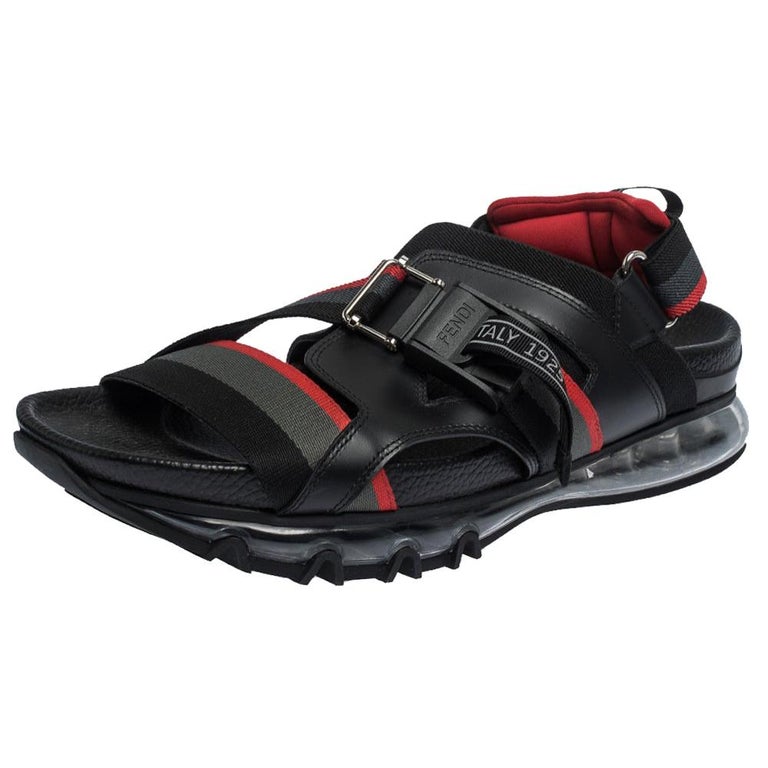 Fendi Black/Red Leather and Elastic Band Running Sandals Size 41 For ...