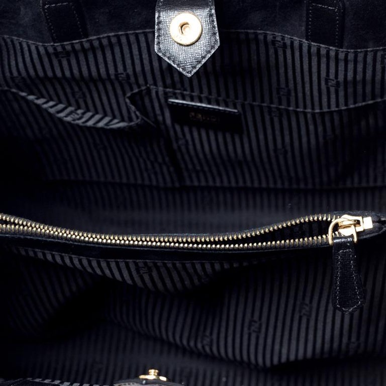 Fendi Black Saffiano Leather Large Petite 2Jours Tote at 1stDibs ...