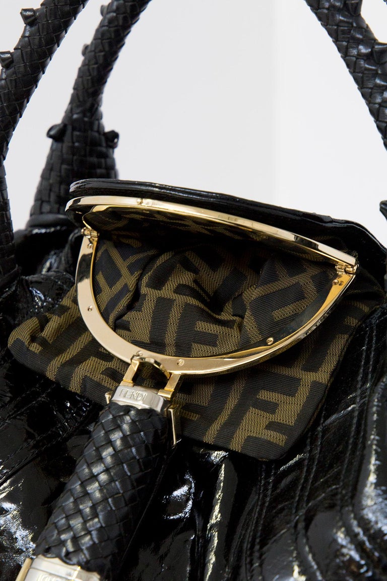 FENDI Black Shiny Leather Bag For Sale at 1stDibs
