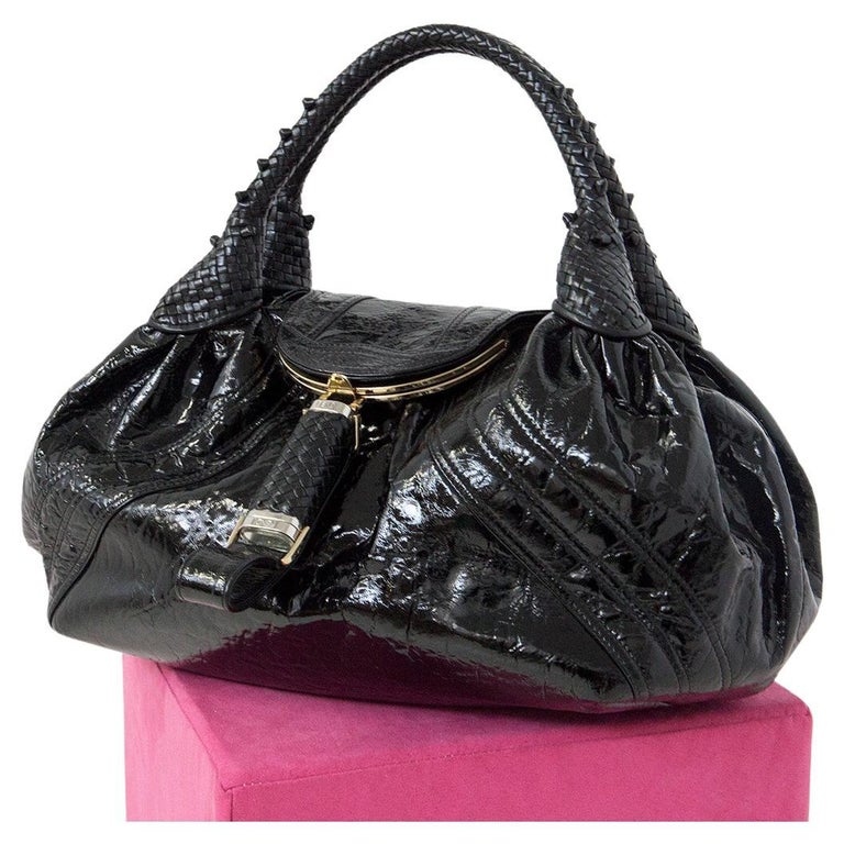 FENDI Black Shiny Leather Bag For Sale at 1stDibs