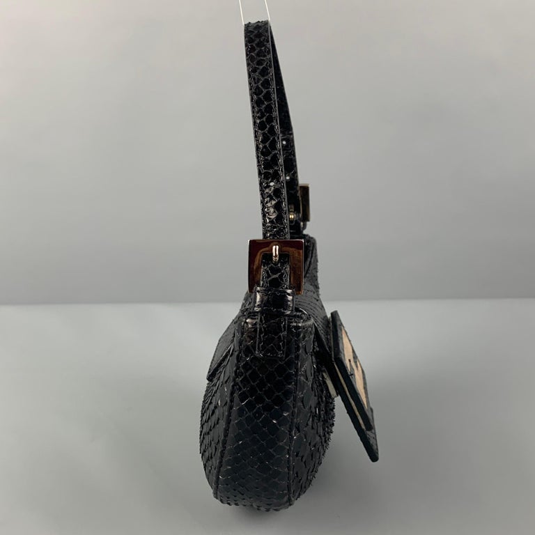 FENDI Black Snake Skin Evening Zucca Mini Handbag For Sale at 1stDibs